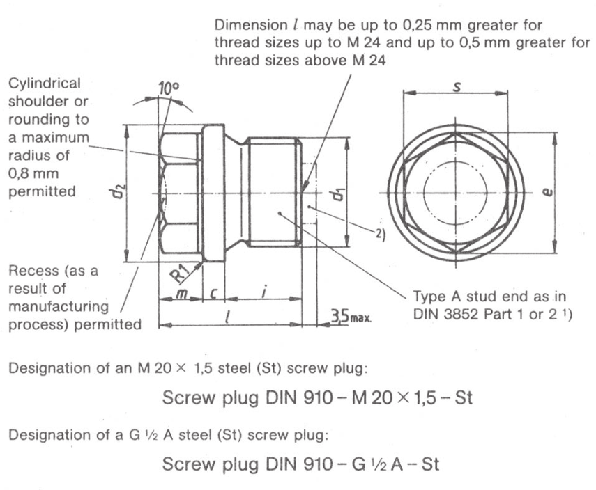 DIN 910 pdf size chart screw plug - Knowledge - Yuyao Jiayuan Hydraulic Fitting Factory
